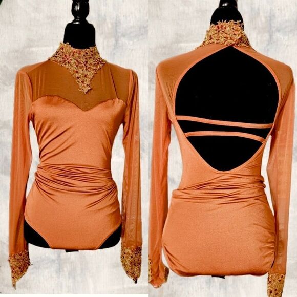 Kelle | Costumes | Kelledance Jazz Acrocostume Leotard Orange Bronze ...